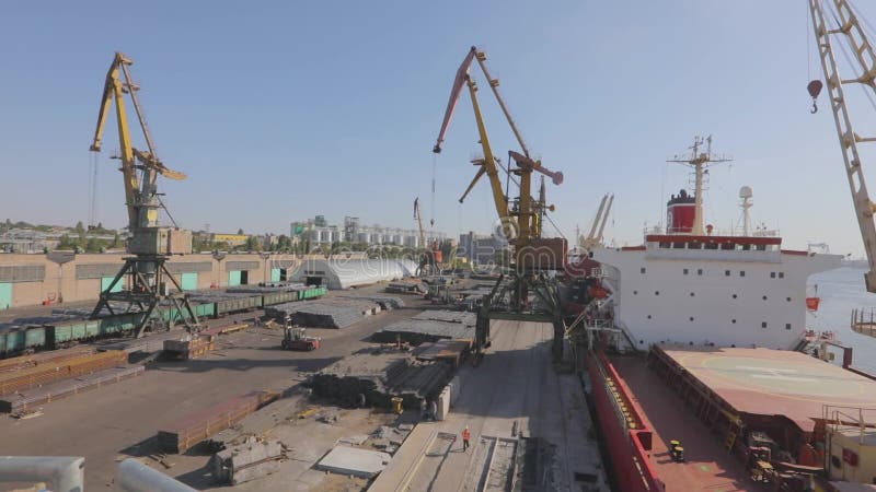 Loading Bulk Materials into the Ship, Loading the Cargo Ship with ...