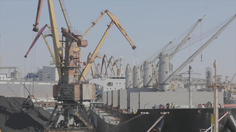 Loading Bulk Materials into the Ship, Loading the Cargo Ship with ...