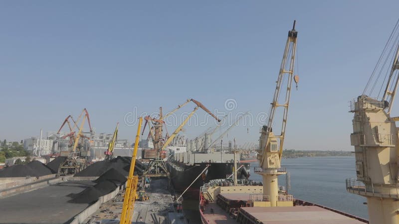 Loading Bulk Materials into the Ship, Loading the Cargo Ship with ...