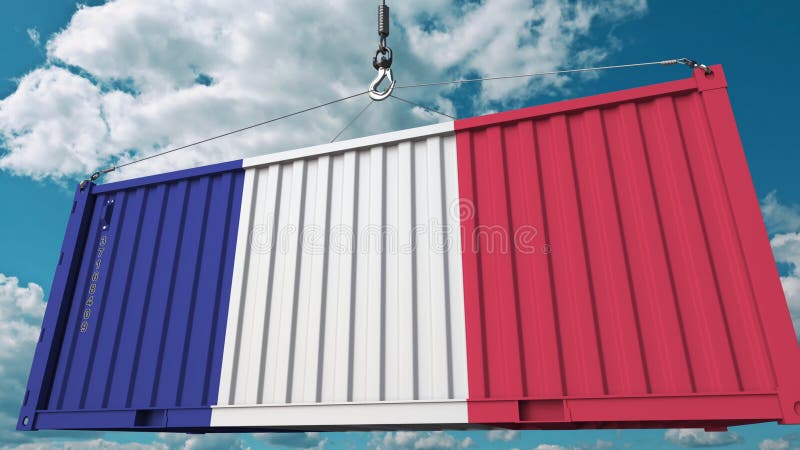 Loading Cargo Container with Flag of France. French Import or Export ...