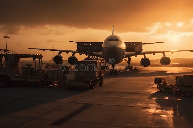 Loading Cargo Outside Cargo Plane. Neural Network AI Generated Stock ...