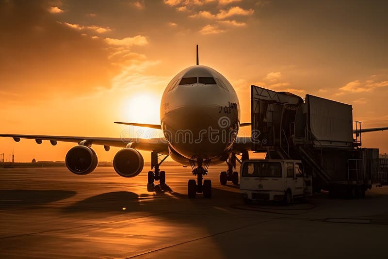 Loading Cargo Outside Cargo Plane. Neural Network AI Generated Stock ...