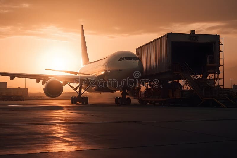 Loading Cargo Outside Cargo Plane. Neural Network AI Generated Stock ...