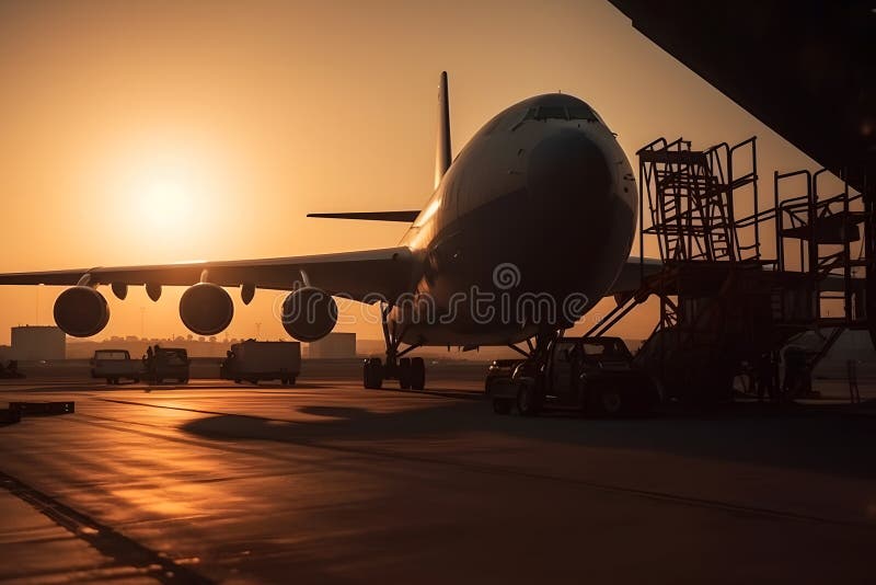 Loading Cargo Outside Cargo Plane. Neural Network AI Generated Stock ...