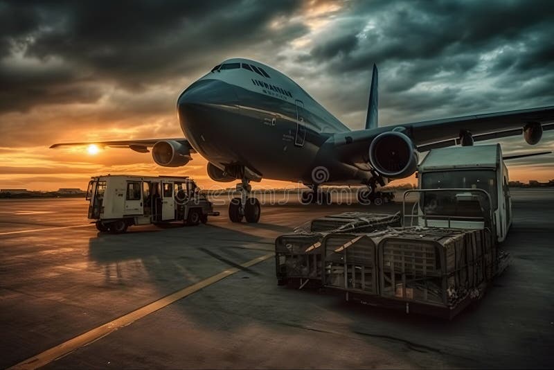 Loading Cargo Outside Cargo Plane. Neural Network AI Generated Stock ...