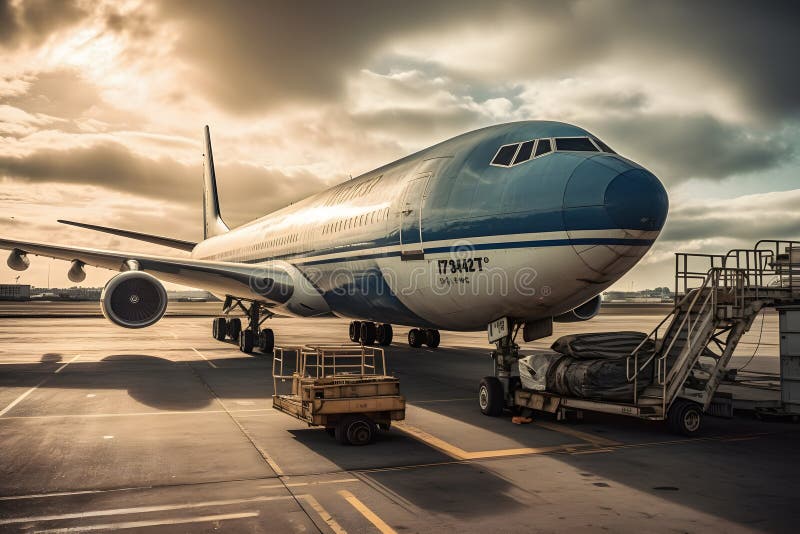 Loading Cargo Outside Cargo Plane. Neural Network AI Generated Stock ...