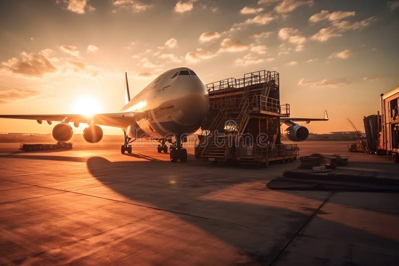 Loading Cargo Outside Cargo Plane. Neural Network AI Generated Stock ...