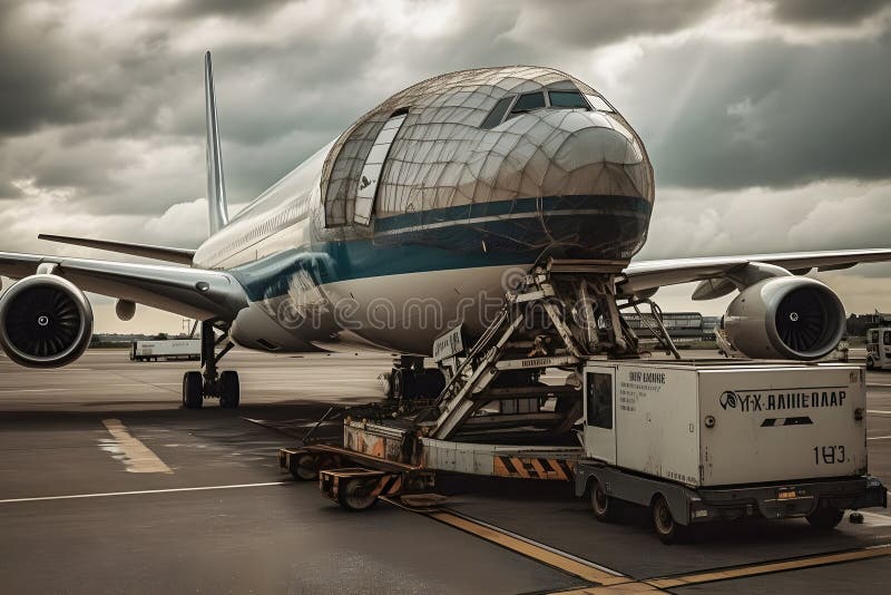 Loading Cargo Outside Cargo Plane. Neural Network AI Generated Stock ...