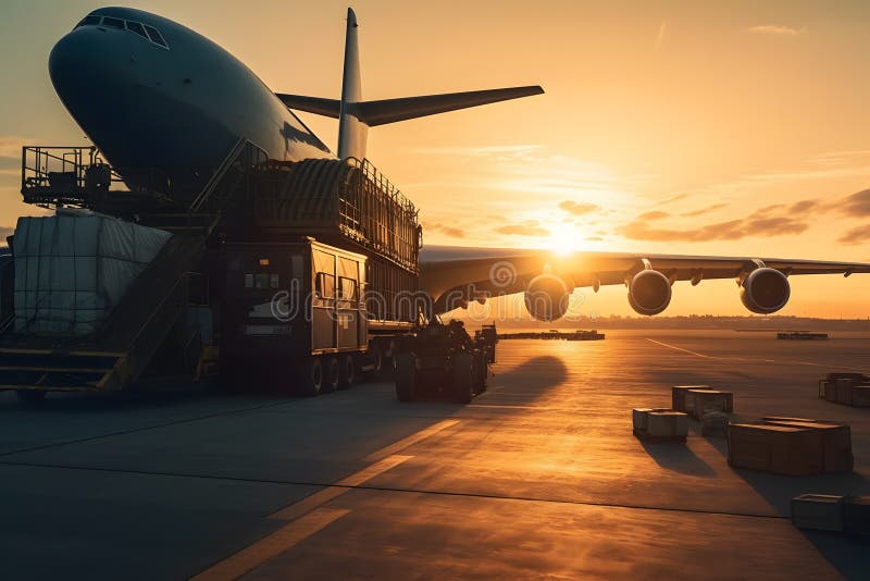 Loading Cargo Outside Cargo Plane. Neural Network AI Generated Stock ...