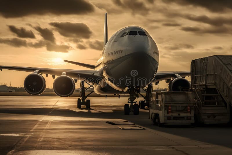 Loading Cargo Outside Cargo Plane. Neural Network AI Generated Stock ...
