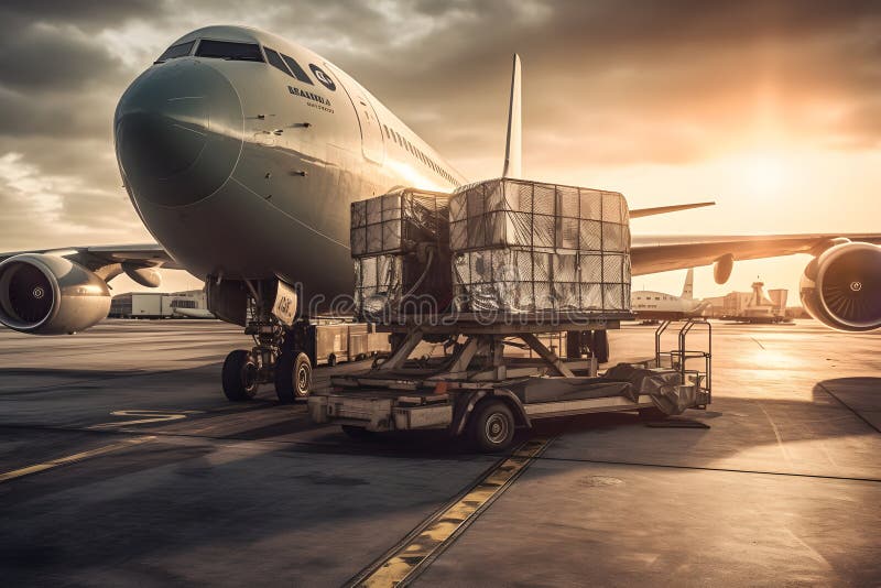 Loading Cargo Outside Cargo Plane. Neural Network AI Generated Stock ...