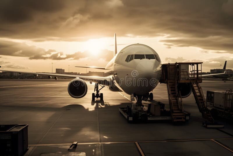 Loading Cargo Outside Cargo Plane. Neural Network AI Generated Stock ...