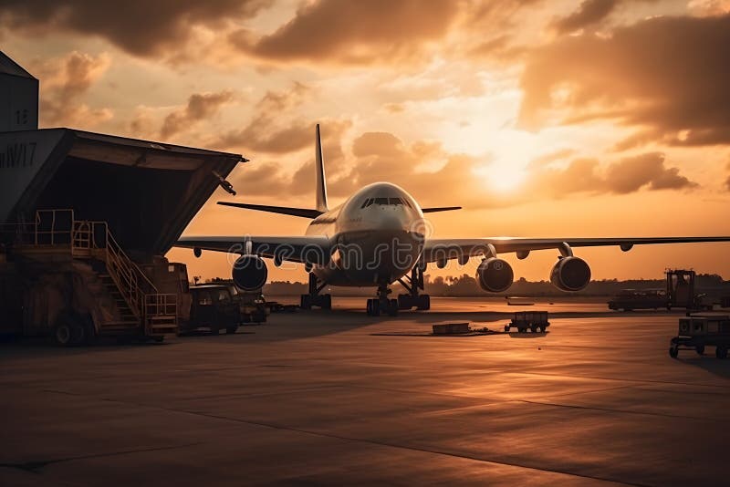 Loading Cargo Outside Cargo Plane. Neural Network AI Generated Stock ...