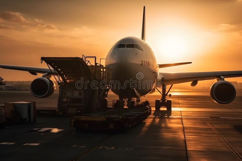 Loading Cargo Outside Cargo Plane. Neural Network AI Generated Stock ...
