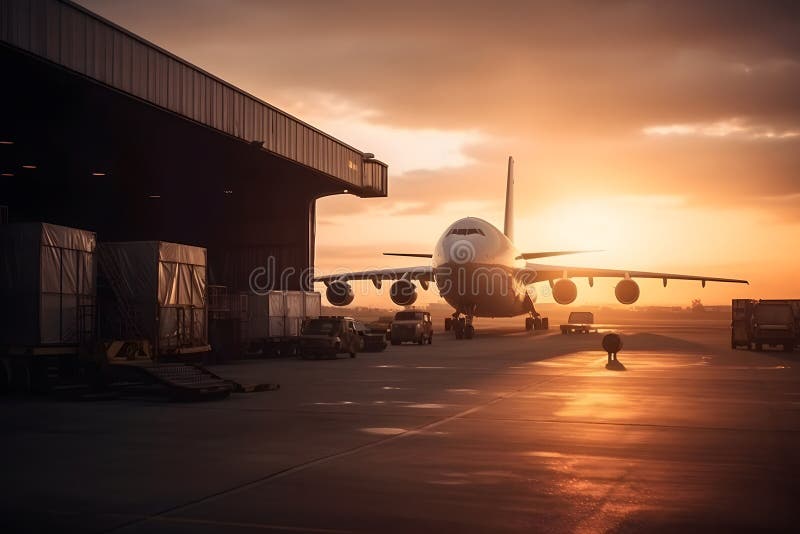 Loading Cargo Outside Cargo Plane. Neural Network AI Generated Stock ...