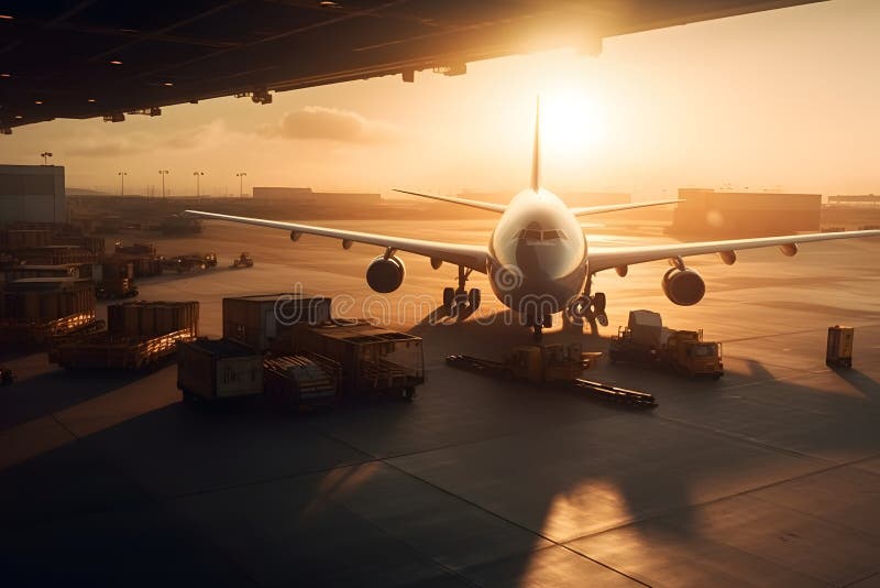 Loading Cargo Outside Cargo Plane. Neural Network AI Generated Stock ...