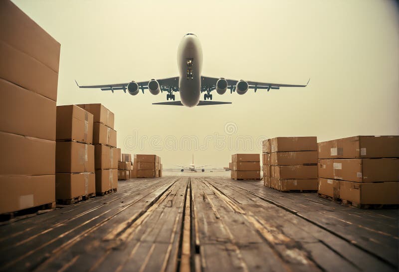 Loading Cargo on Plane in Airport Stock Illustration - Illustration of ...
