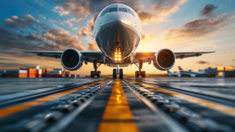 Loading Cargo Plane Outside Air Freight Logistic. Airmail Shipping ...