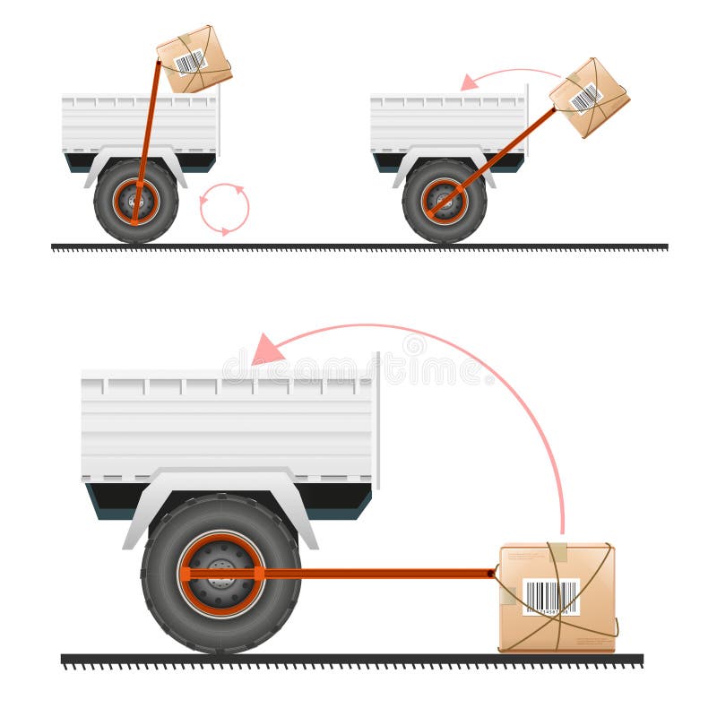 Loading Cargo in the Truck with the Help of Wheels Stock Vector ...