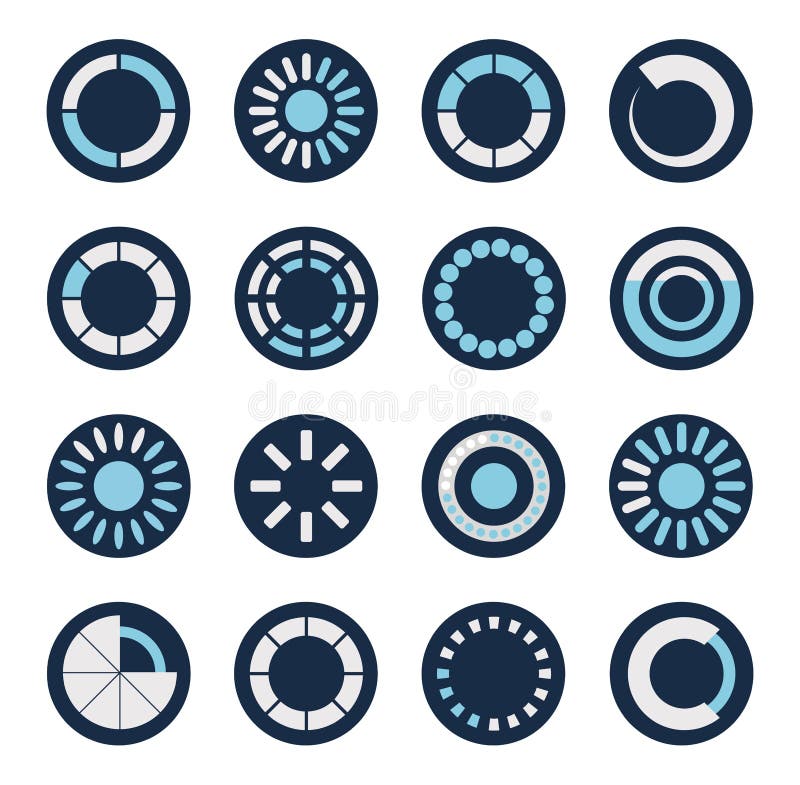 Loading Circles Flat Style Icon Set Vector Design Stock Vector ...