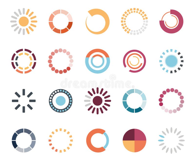 Loading Circles Flat Style Icon Set Vector Design Stock Vector ...