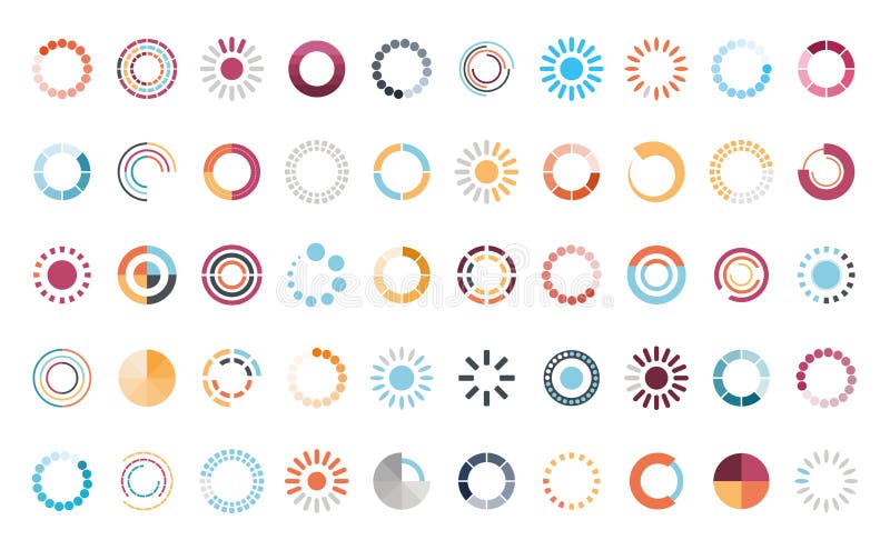 Loading Circles Flat Style Icon Set Vector Design Stock Vector - Illustration of icon, interface ...