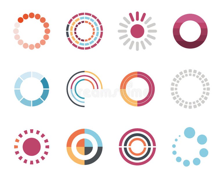 Loading Circles Flat Style Icon Set Vector Design Stock Vector ...