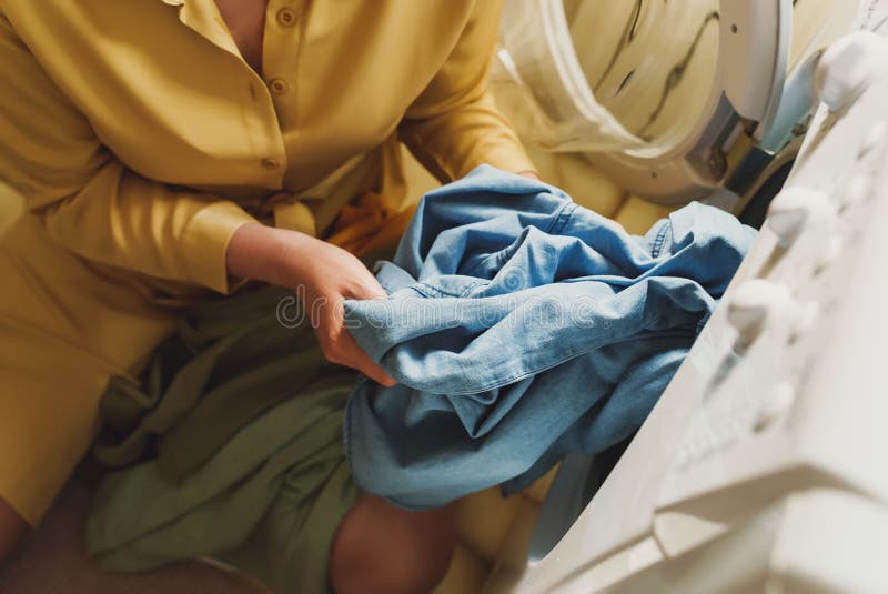 Loading Clothes into Washing Machine Stock Image - Image of automatic ...