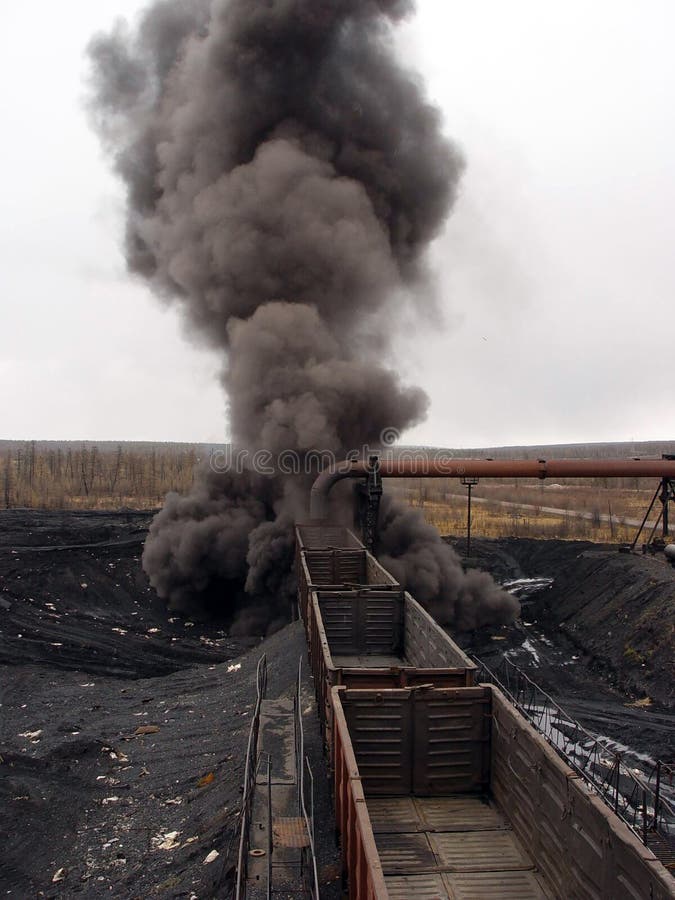 Loading of Coal into Wagons at the Processing Plant Stock Image - Image ...