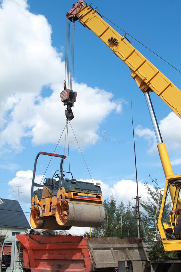 Loading Compactor on the Transportation Machine Stock Image - Image of ...