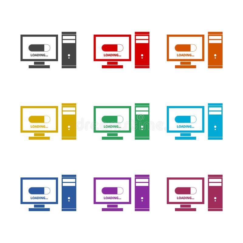 Loading Computer Icon Vector Isolated. Round Symbol Stock Vector ...