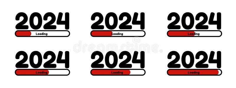 2024 Loading Concept Icons - Vector Illustrations Isolated on White ...