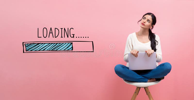 Loading Concept with Woman Using a Laptop Stock Photo - Image of future ...