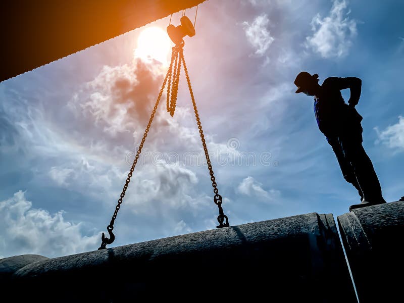 Loading Concrete Pipe on the Trailer Floor Stock Image - Image of ...