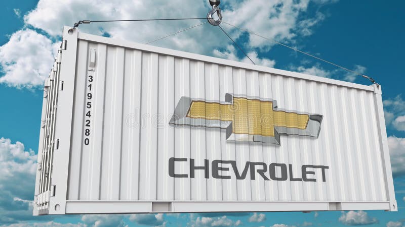 Loading Container with Chevrolet Logo. Editorial 3D Rendering Editorial ...