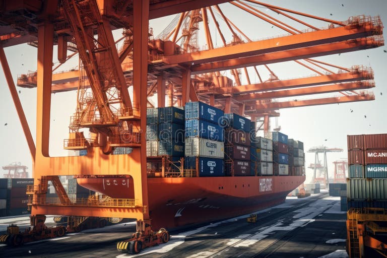 Loading a Container Ship at Cargo Berth of the Seaport Using Port ...