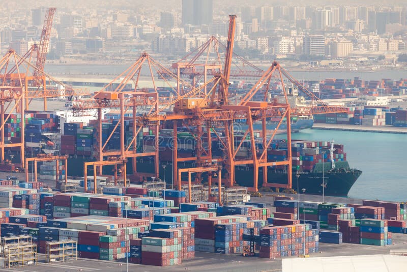 Loading of Container Ship. Container Terminal, Jeddah Port Editorial ...