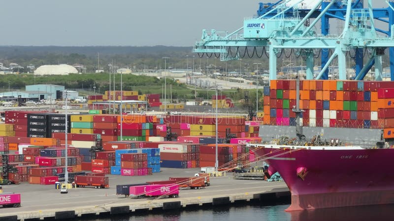 Loading Container Ship in Port of Savannah, Georgia. Freight Containers ...