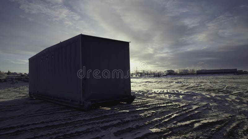 The Loading Container is on the Snow. CLIP. View from Different Sides ...