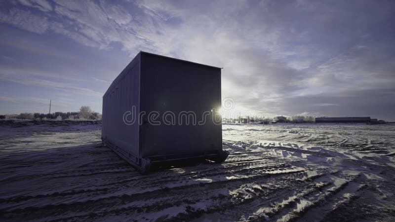The Loading Container is on the Snow. CLIP. View from Different Sides ...