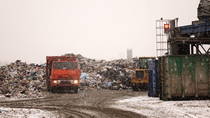 Loading the Container with Waste on a Special Machine .Recycling Plant ...
