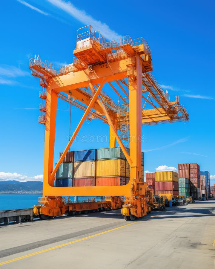 Loading Containers on a Cargo Ship Stock Illustration - Illustration of ...