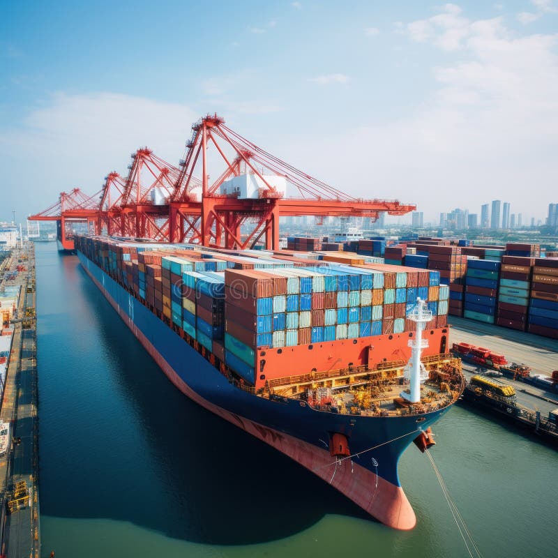 Loading Containers on a Cargo Ship Stock Image - Image of logistics ...