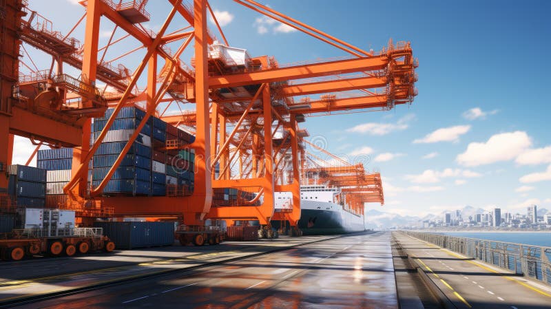 Loading Containers on a Cargo Ship Stock Photo - Image of terminal ...