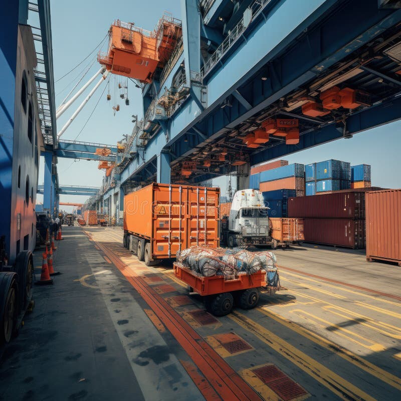 Loading Containers on a Cargo Ship Stock Image - Image of container ...