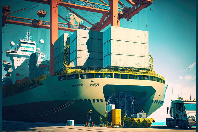 Loading by Cranes of Cargo Ship at Berth, Global Business Logistics ...