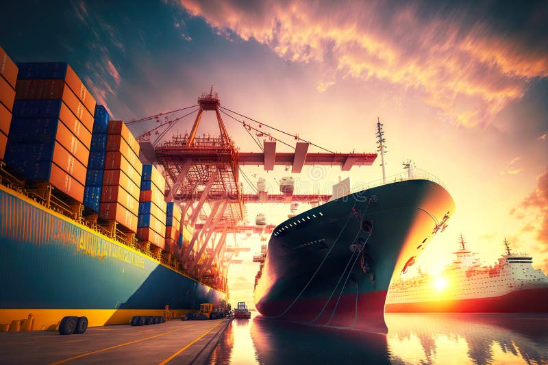 Loading by Cranes of Cargo Ship at Berth, Global Business Logistics ...