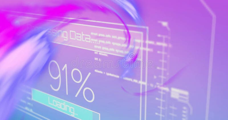 Loading Data Animation with 91 Progress Over Abstract Purple and Blue ...