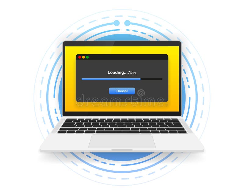 Loading Data Window Progress Bar on Screen Computer. Classic Operating ...