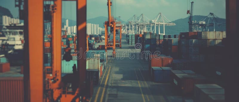 Loading Dock with Cranes and Containers at a Bustling Port in the ...